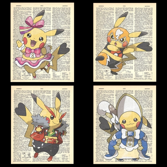 Other | Pokemon Pikachu Dictionary Book Page Art Decor | Poshmark